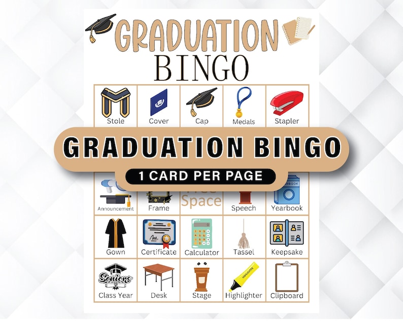 60 Graduation Bingo Cards, Graduation Party Games, Graduation Activity ...