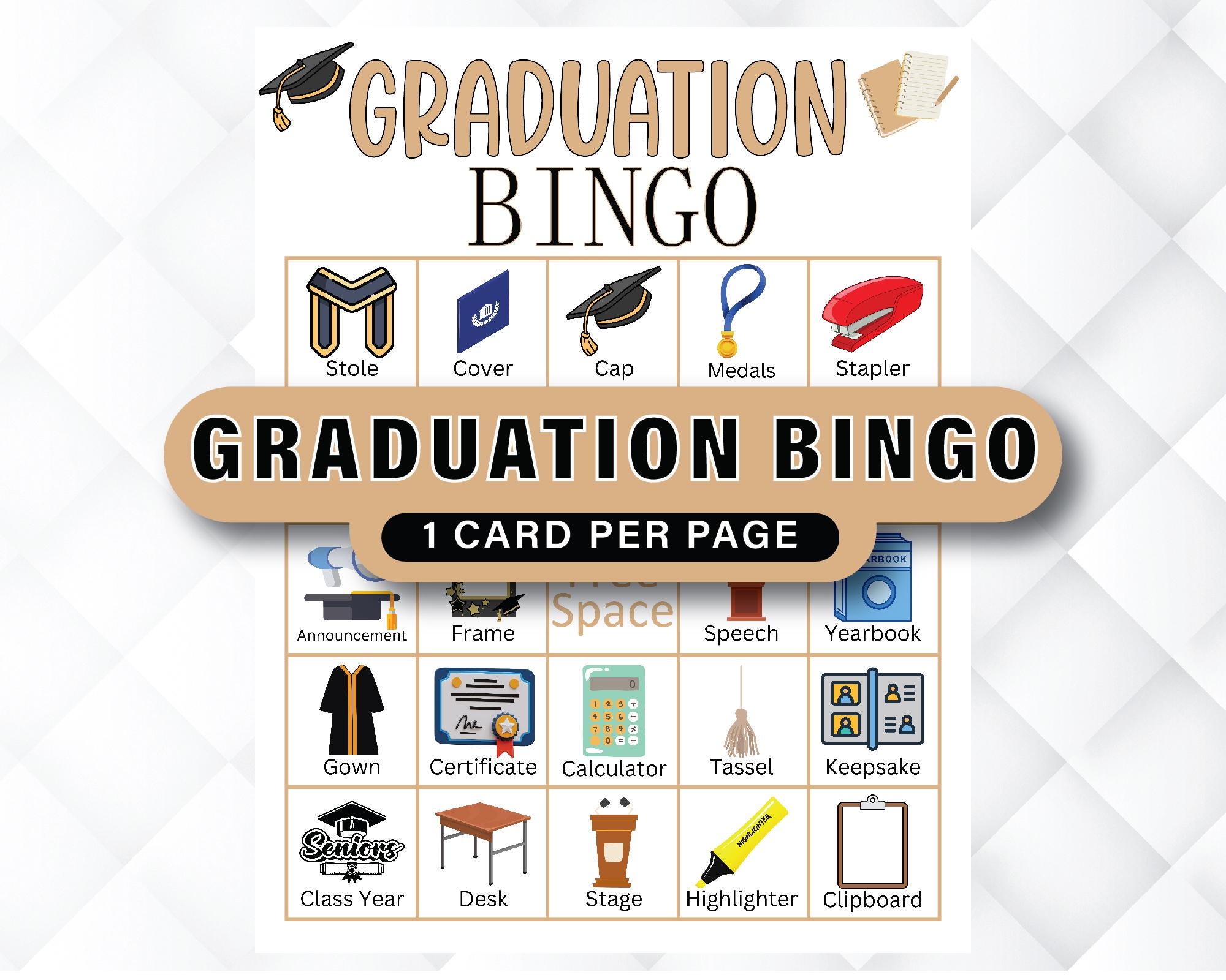 60 Graduation Bingo Cards, Graduation Party Games, Graduation Activity ...
