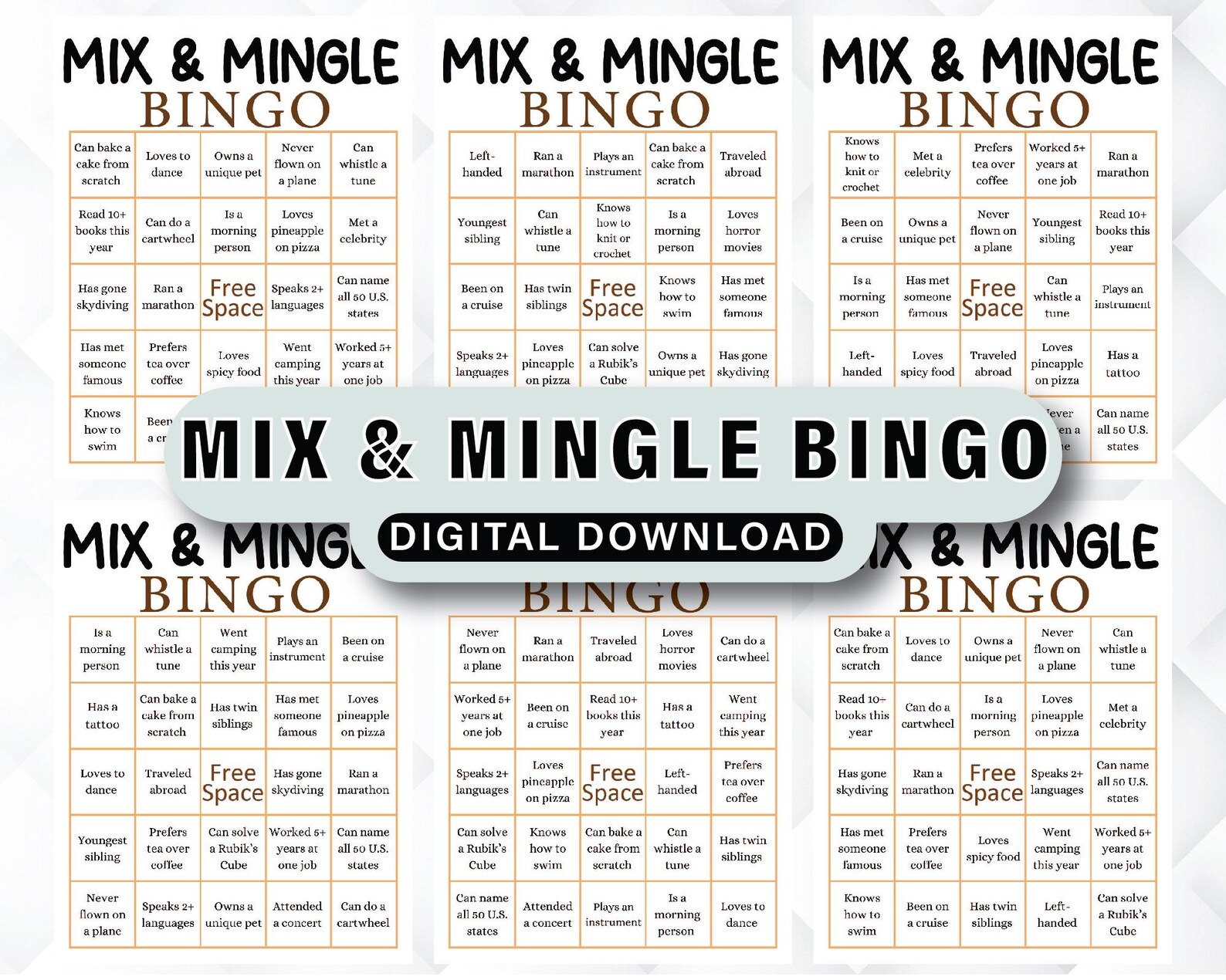 Mix and Mingle Bingo, Get to Know You Questions, Class Reunion Games ...