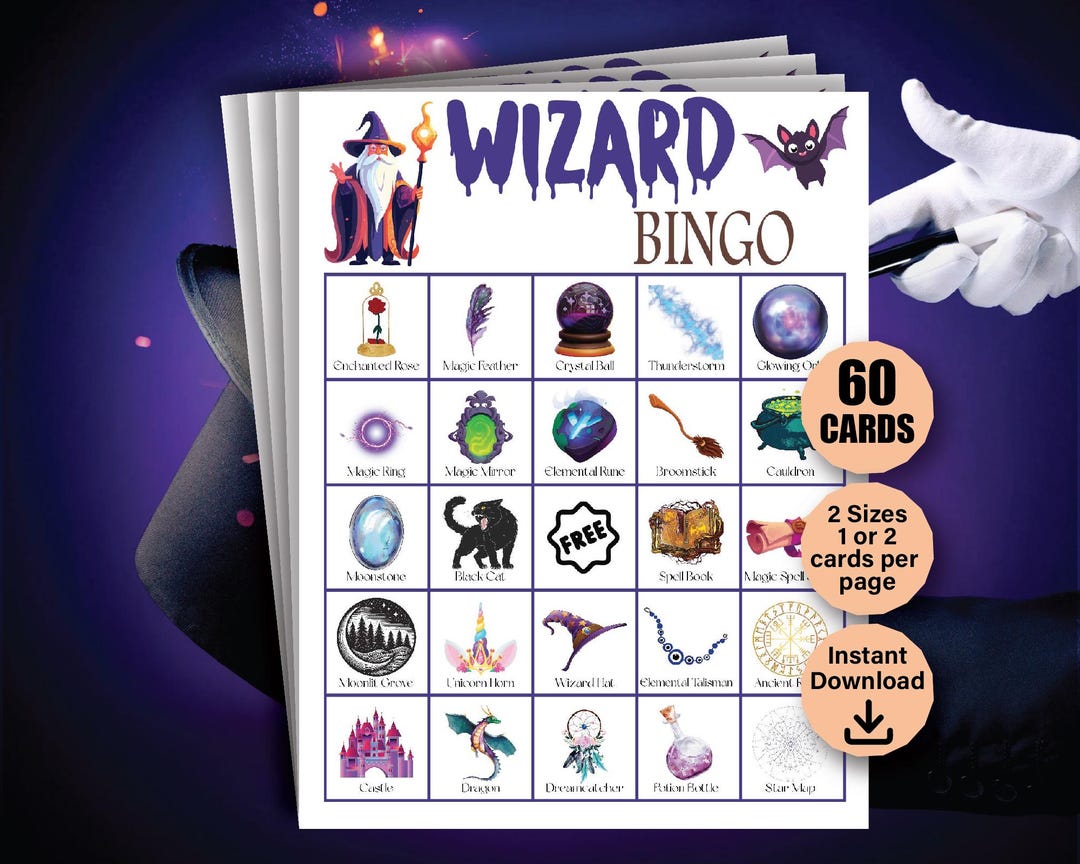 Wizard Bingo Cards, Wizard Party Game, Magic School Bingo, Wizard ...
