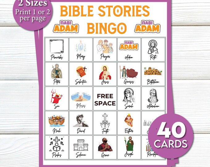 Bible Bingo Set for Kids Bible Story Activity, Old Testament Bible ...