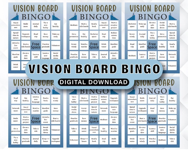 60 Vision Board Bingo Card, Vision Board Games, New Year Bingo Games ...