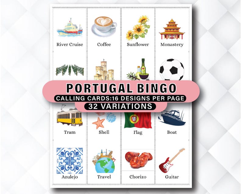 60 Portugal Bingo Cards, Portugal-themed Bingo, Europe Trip Vacation ...