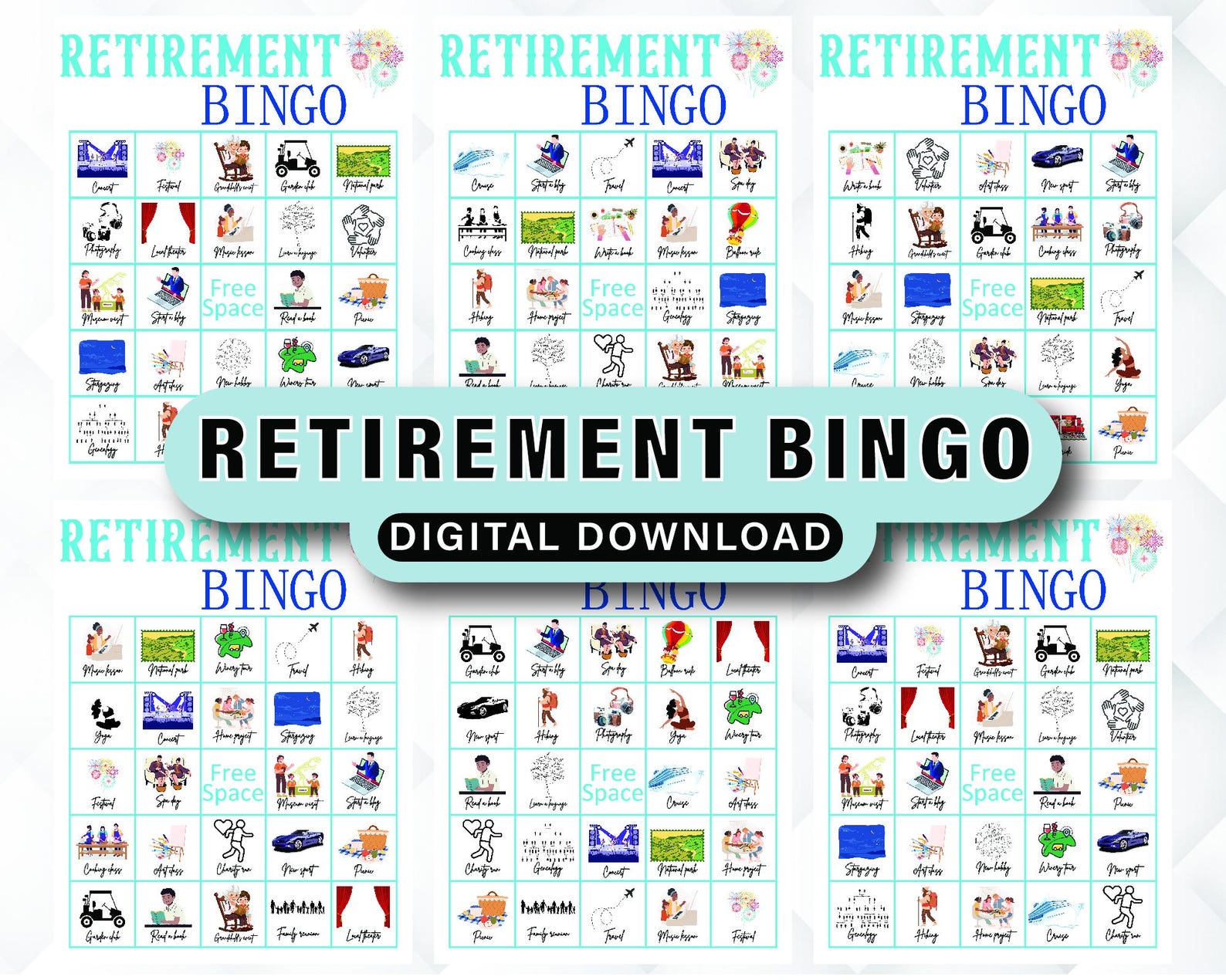 60 Retirement Bingo Cards, Retirement Activity, Retirement Party Game ...