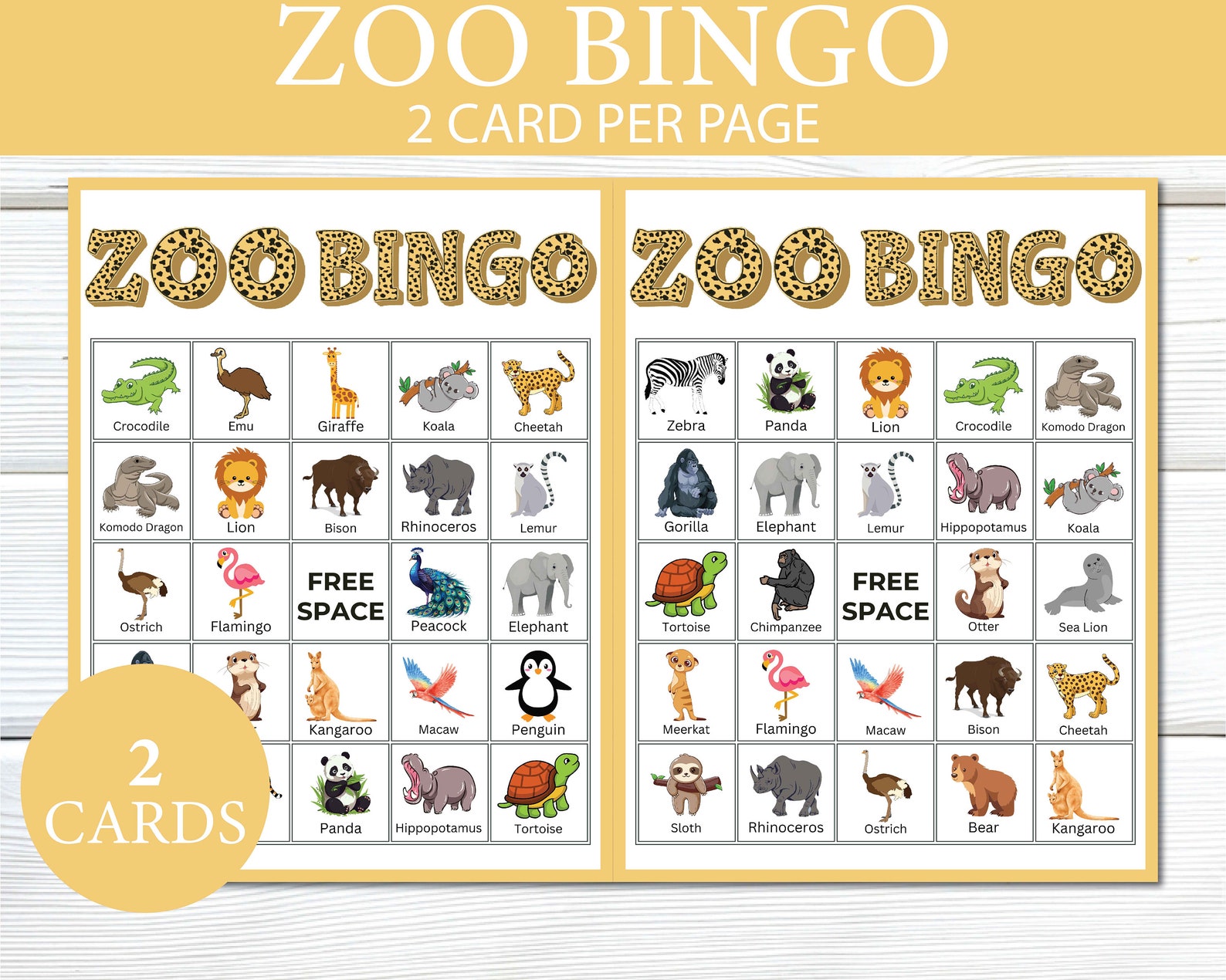 Zoo Bingo, 50 Printable Zoo Bingo Cards, Zoo Birthday Bingo, Animal ...