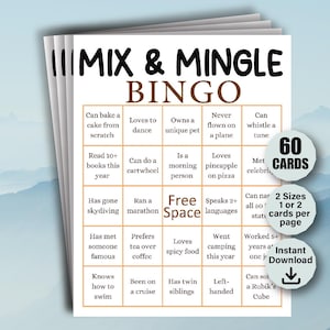 Mix and Mingle Bingo, Get to Know You Questions, Class Reunion Games, Find Someone Who, Ice ...