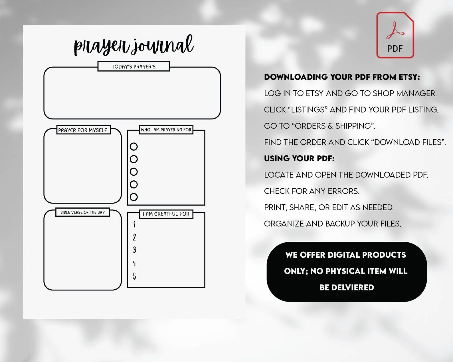 Prayer Journal Printable, Digital Bible Study Journal, Reflection Notes ...