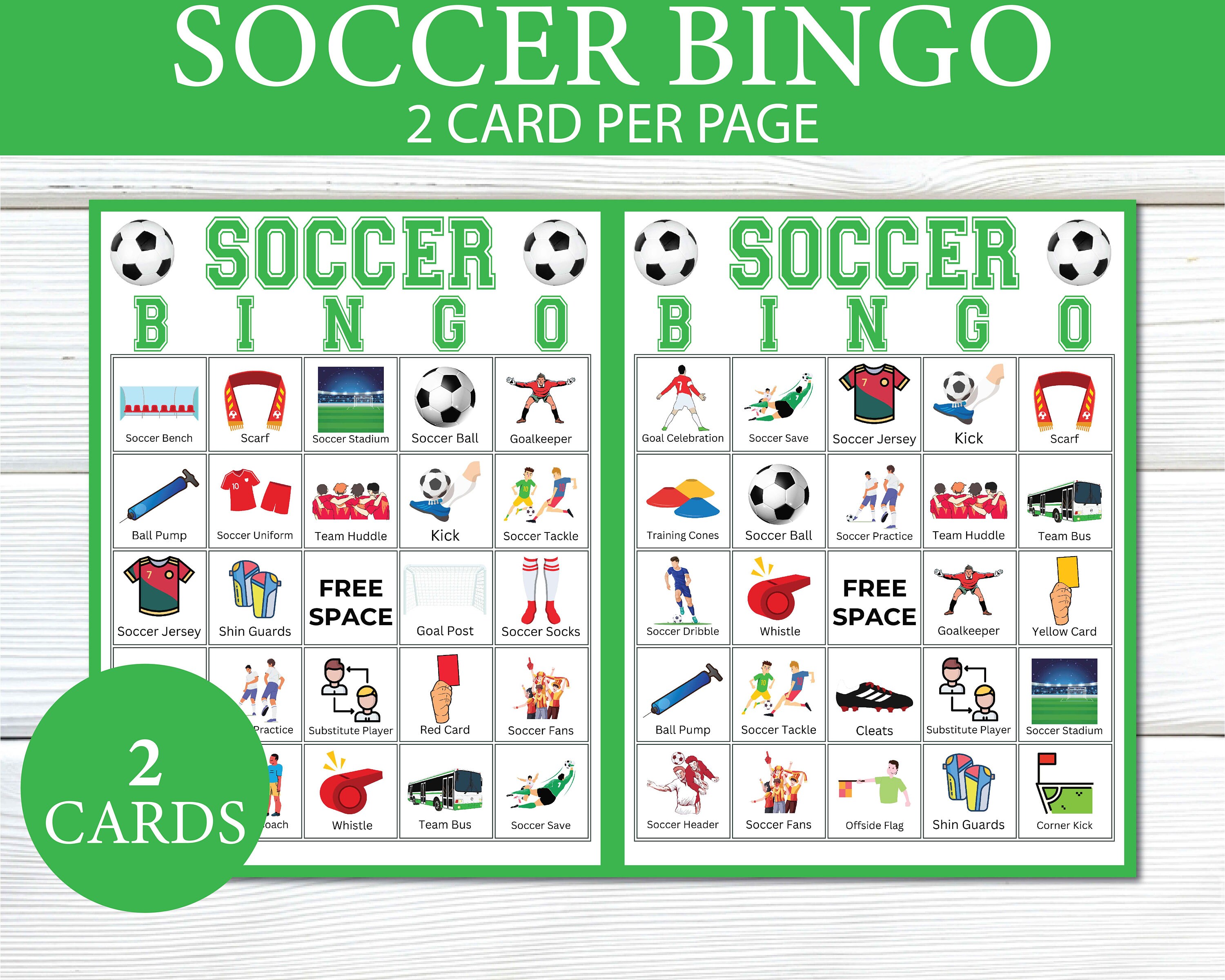 Soccer Bingo, 50 Soccer Bingo Cards, Soccer Game, Soccer Party Game ...