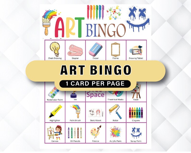 Art Bingo Game, 60 Unique Art Bingo Cards, Art Party Game for Kids, Art ...