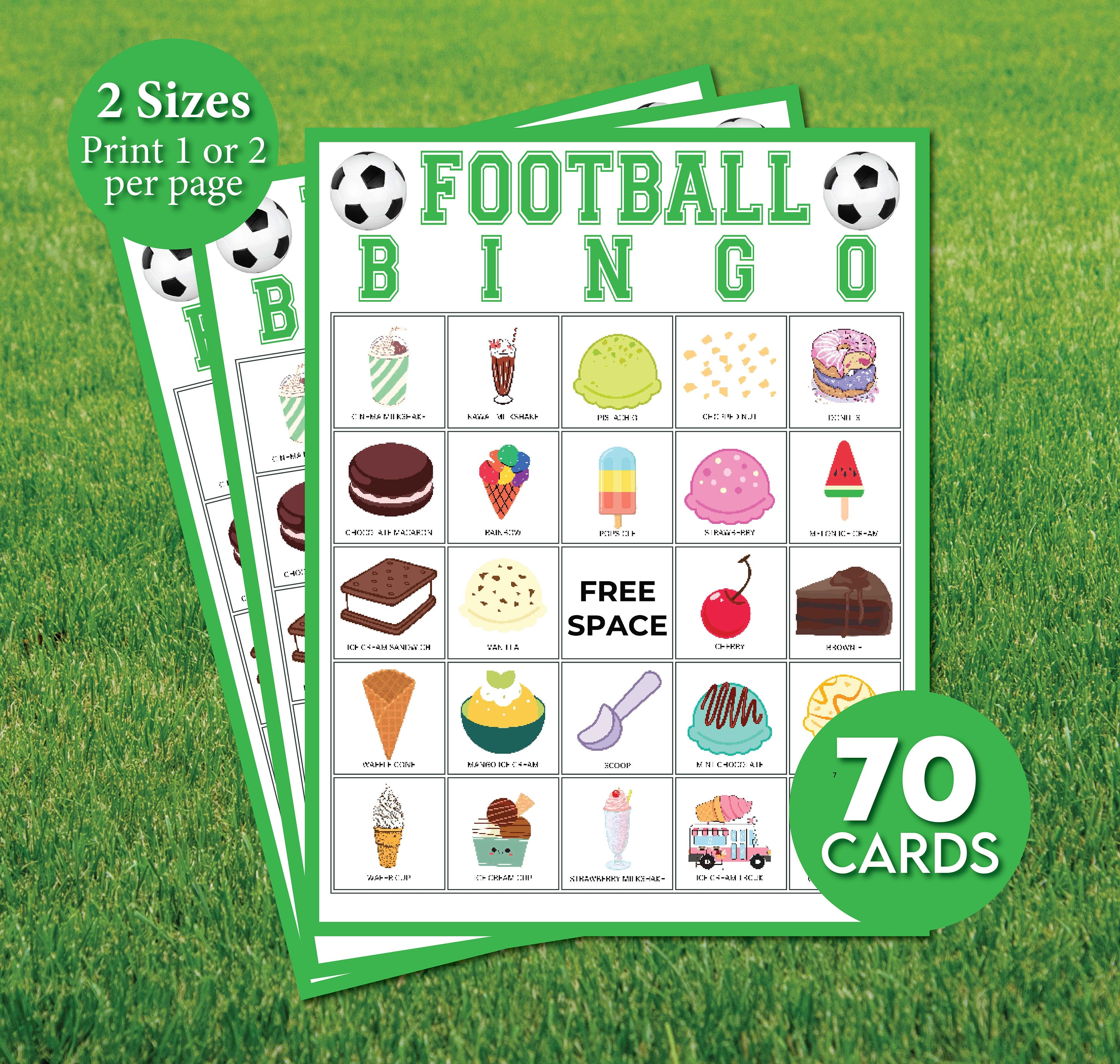 Football Bingo, 70 Unique Printable Football Bingo Cards, Football Part ...