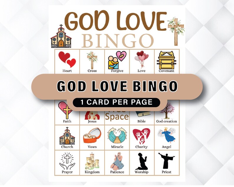 60 Gods Love Bingo Cards, Bible Bingo Card, Church Bingo Game, Bible ...