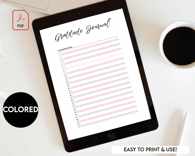 Gratitude Journal, PRINTABLE Journal Page, Wellness Journal, Gratitude ...