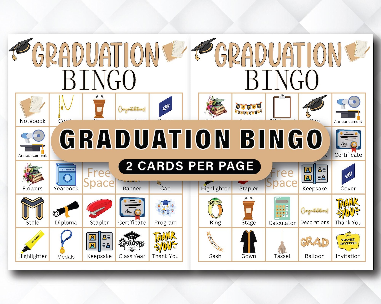 60 Graduation Bingo Cards, Graduation Party Games, Graduation Activity ...