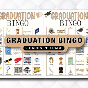 60 Graduation Bingo Cards, Graduation Party Games, Graduation Activity ...