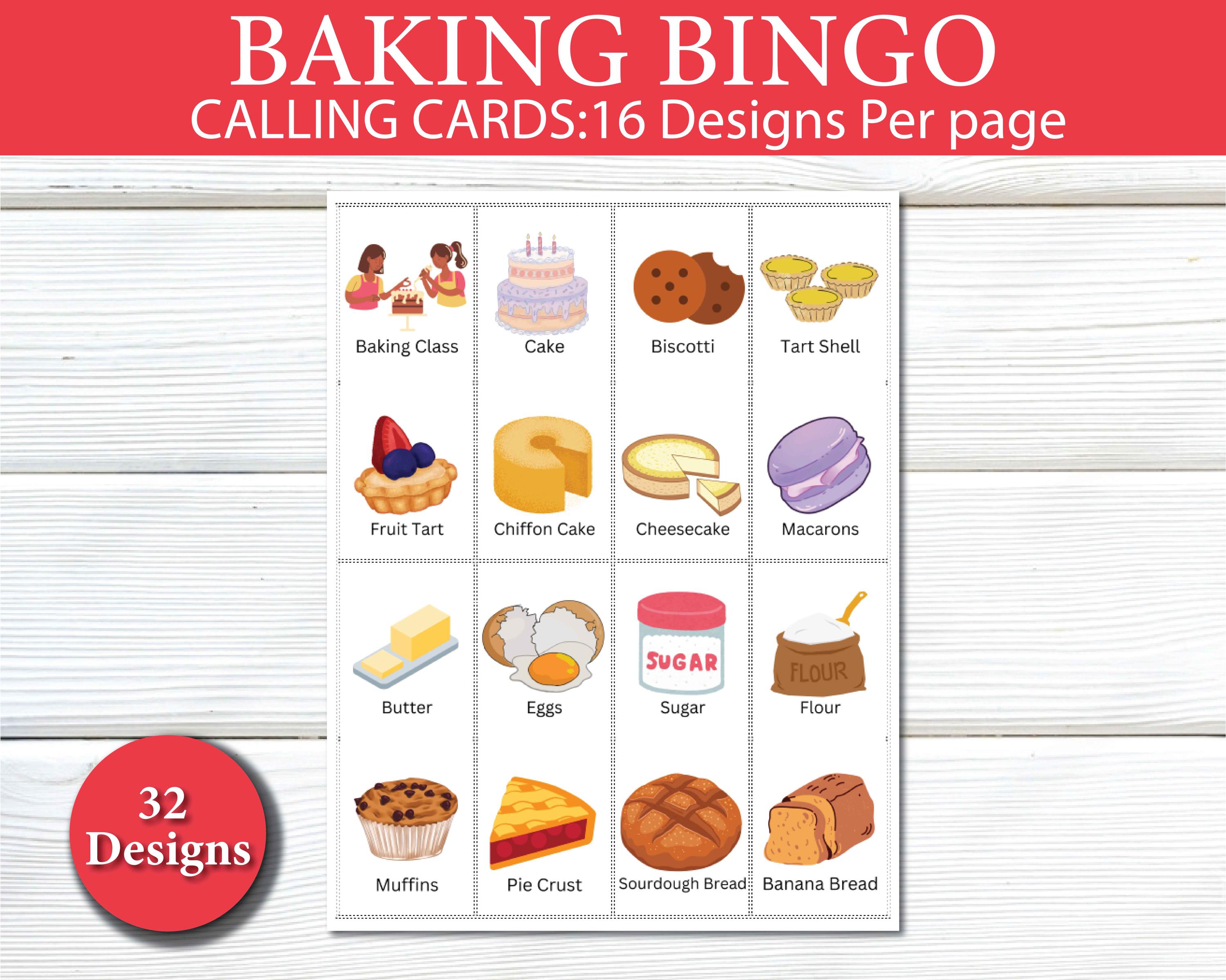 50 Baking Bingo Cards, Printable Baking Bingo Card, Baking Birthday ...