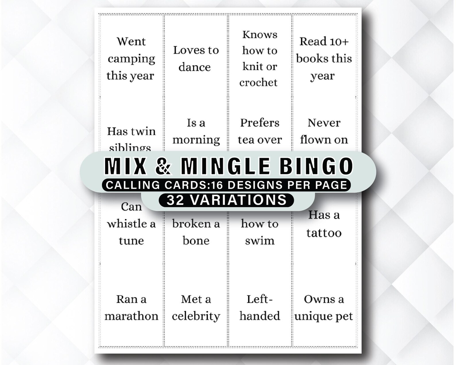 Mix and Mingle Bingo, Get to Know You Questions, Class Reunion Games ...