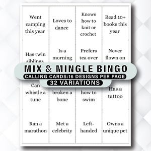 Mix and Mingle Bingo, Get to Know You Questions, Class Reunion Games ...