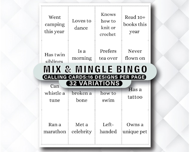 Mix and Mingle Bingo, Get to Know You Questions, Class Reunion Games ...
