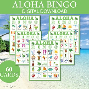 Aloha Bingo, Luau Bingo, Hawaiian Bingo, Luau Birthday Party, 30 ...