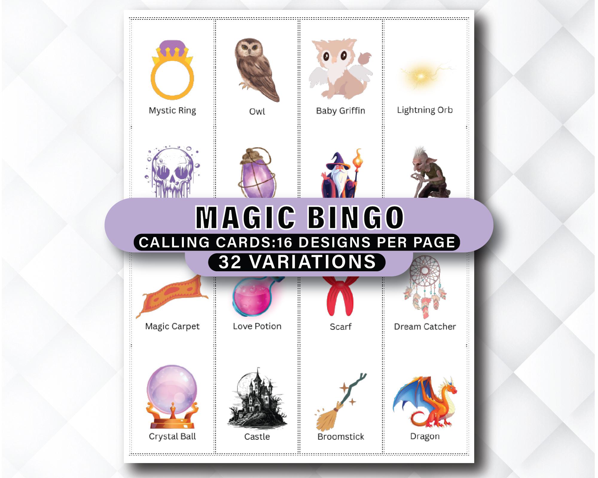 60 Magic Bingo Cards, Magic School Bingo, Wizard Party Activity, Witch ...