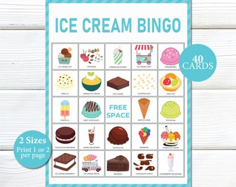 Ice Cream Shop Bingo Game Printable Ice Cream Baby Shower Game Ice ...