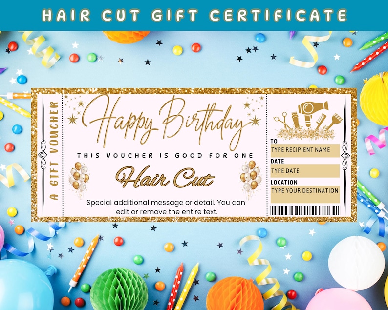 Printable Haircut Gift Certificate Template | Editable Canva Hair Salon ...