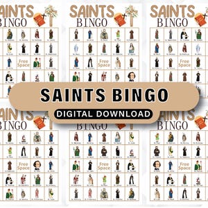 60 Catholic Saints Bingo Cards, All Saints' Day Party Game, Christian ...