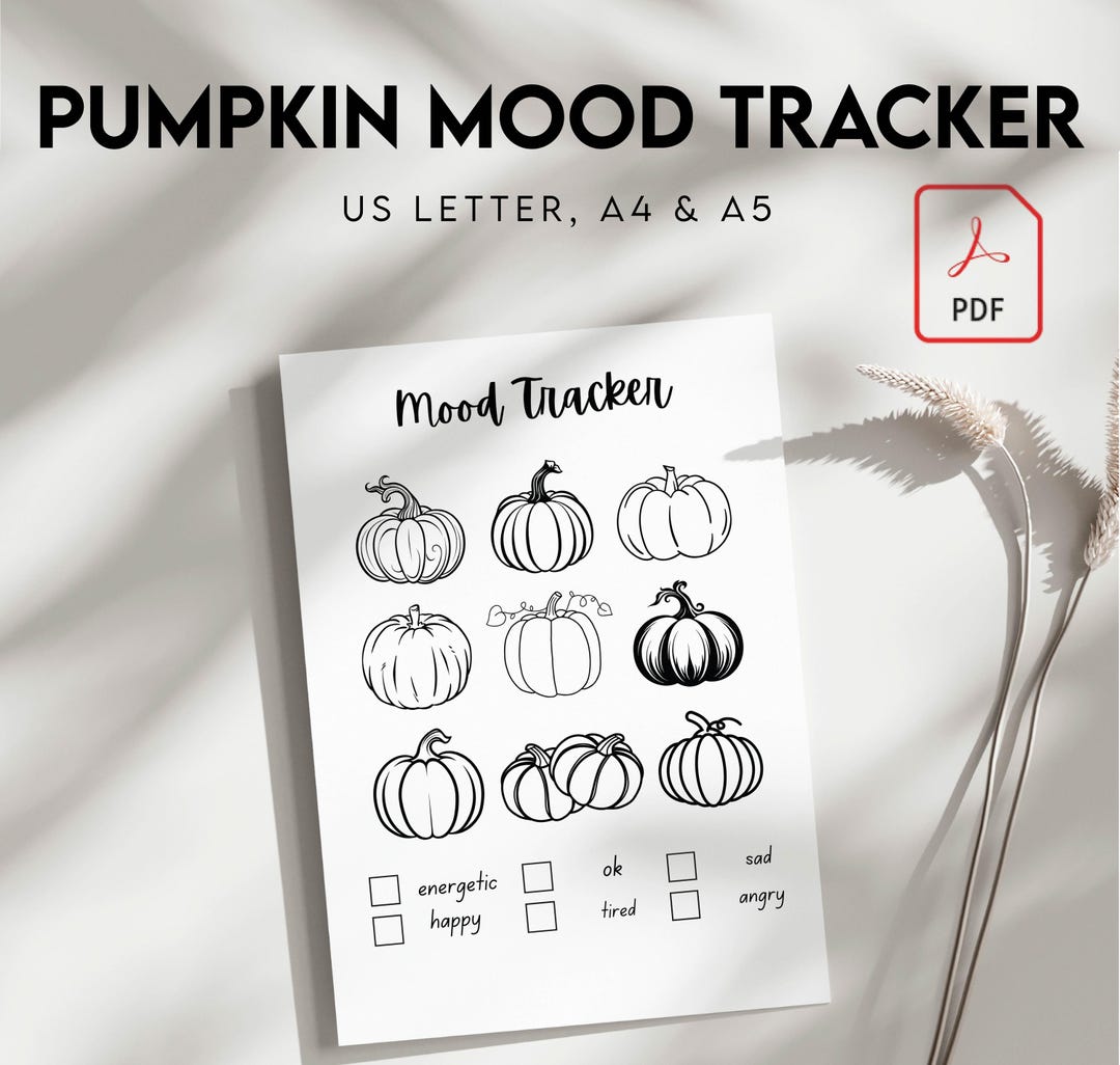 Pumpkin Mood Tracker, Feelings Tracker, Daily Mood Tracker, Track Mood ...