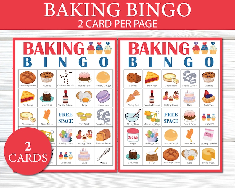 30 Baking Bingo Cards, Printable Baking Bingo Card, Baking Birthday ...