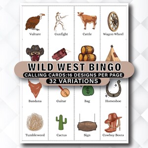 60 Wild West Bingo Cards, Bingo Games, Cowboy Bingo, Native American ...