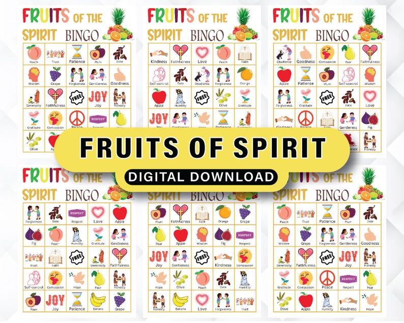 Fruit of the Spirit Bingo, Bible Bingo, Bible Activity for Kids, Bible ...