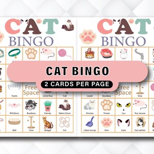 60 Cat Bingo Cards, Kitten Bingo, Kitty Party Game, Pets Classroom ...
