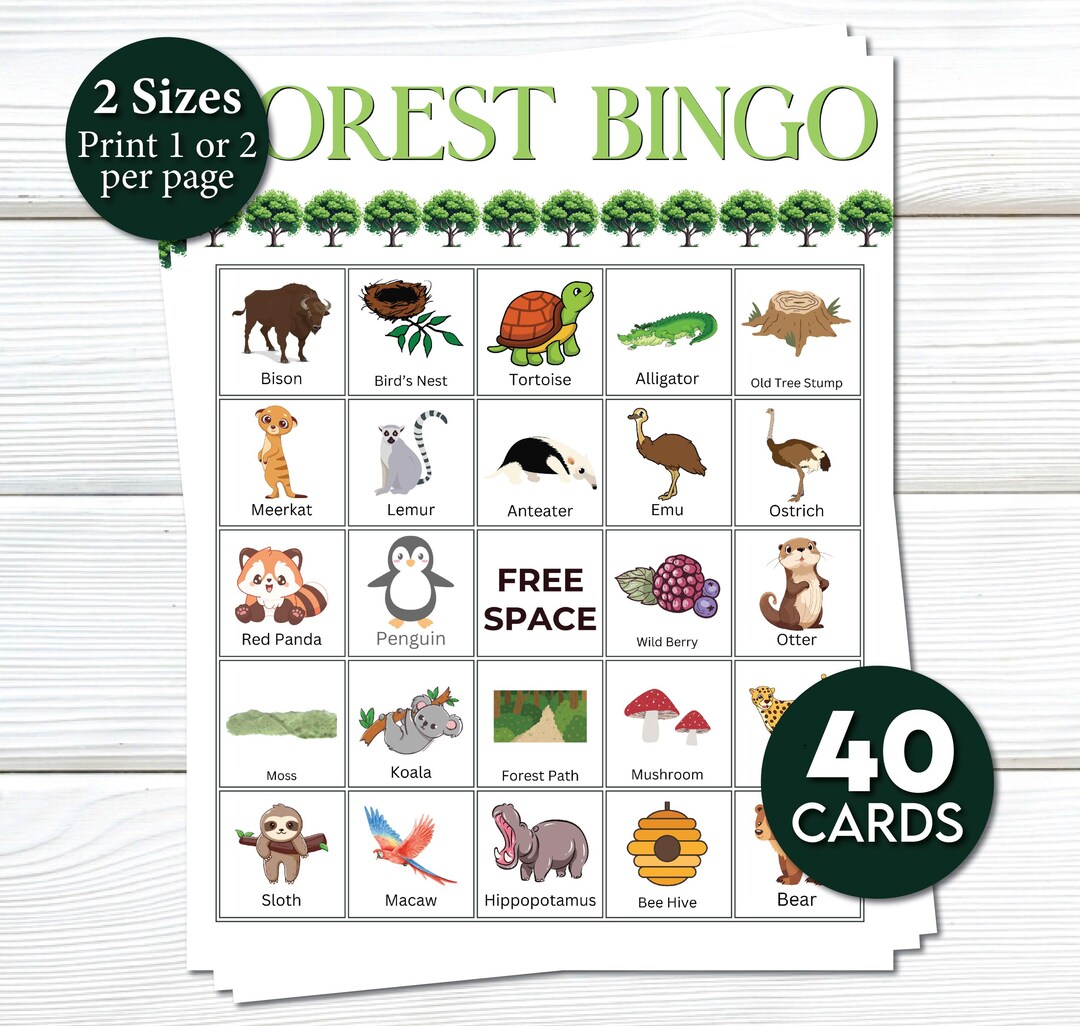40 Forest Hunt Bingo, Forest Hunt Bingo Cards, Nature Bingo, Wild Bingo ...