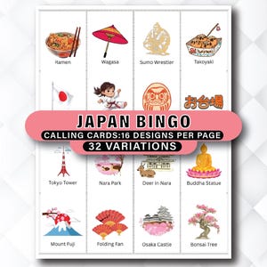 60 Japan Bingo Cards, Japan Travel Bingo, Asia Trip Vacation, Japanese ...
