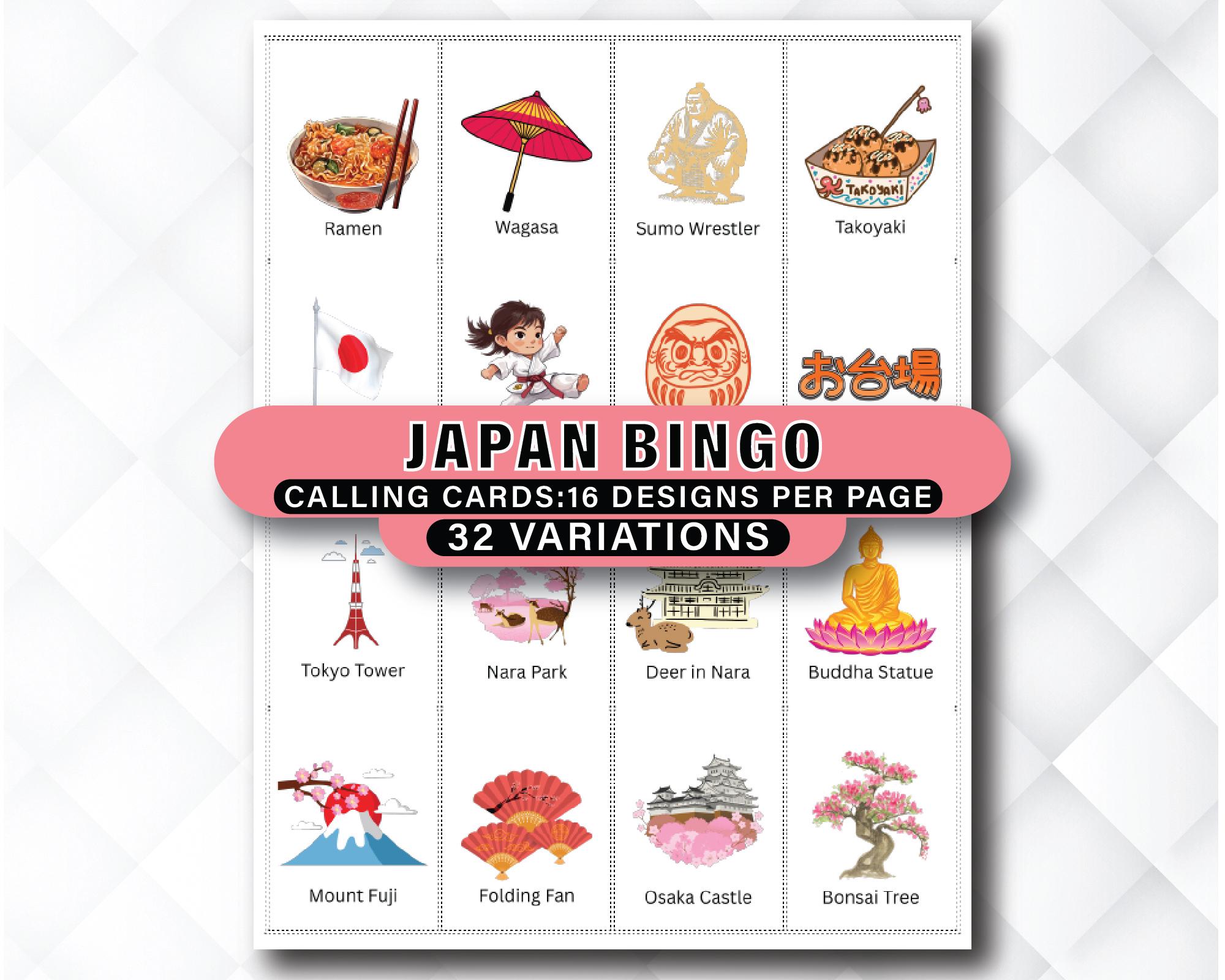 60 Japan Bingo Cards, Japan Travel Bingo, Asia Trip Vacation, Japanese ...