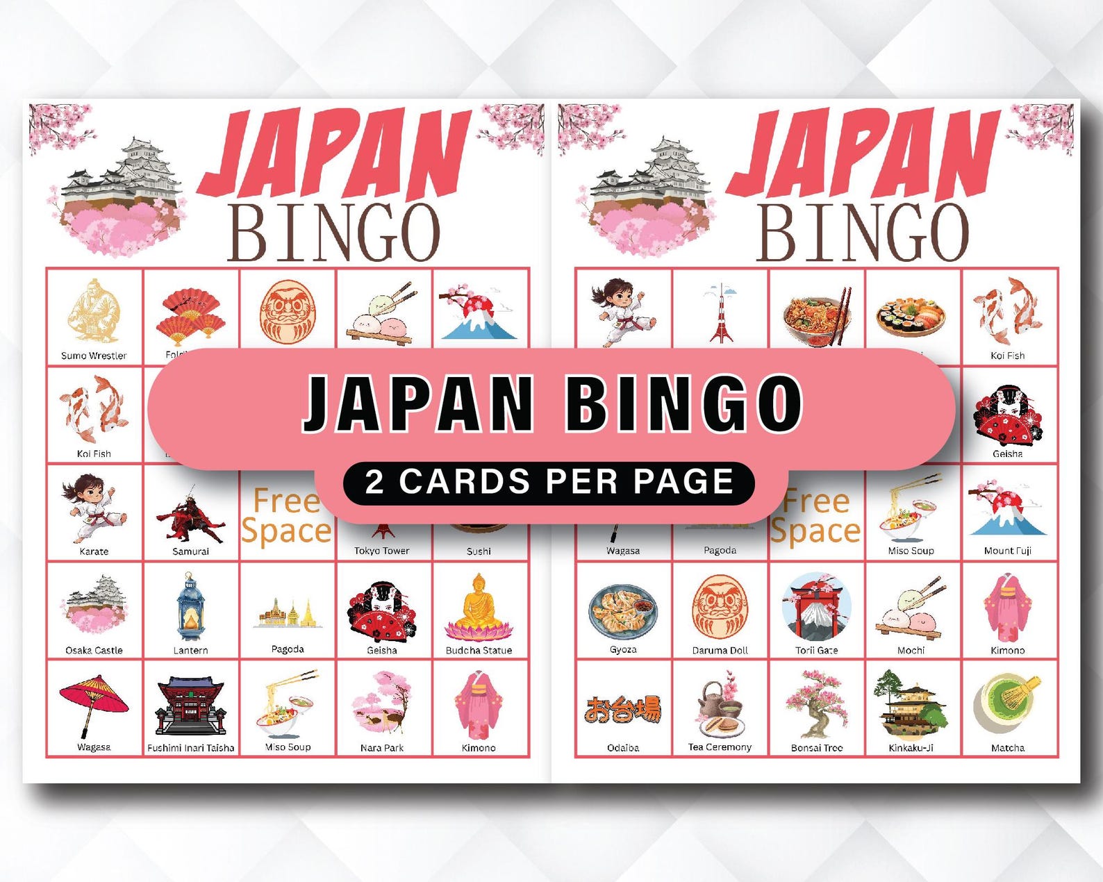 60 Japan Bingo Cards, Japan Travel Bingo, Asia Trip Vacation, Japanese ...