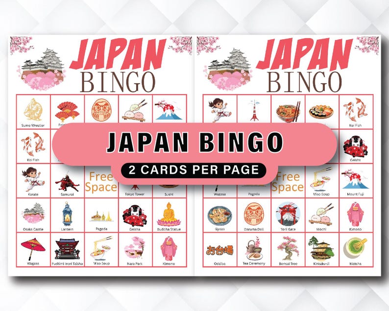 60 Japan Bingo Cards, Japan Travel Bingo, Asia Trip Vacation, Japanese ...