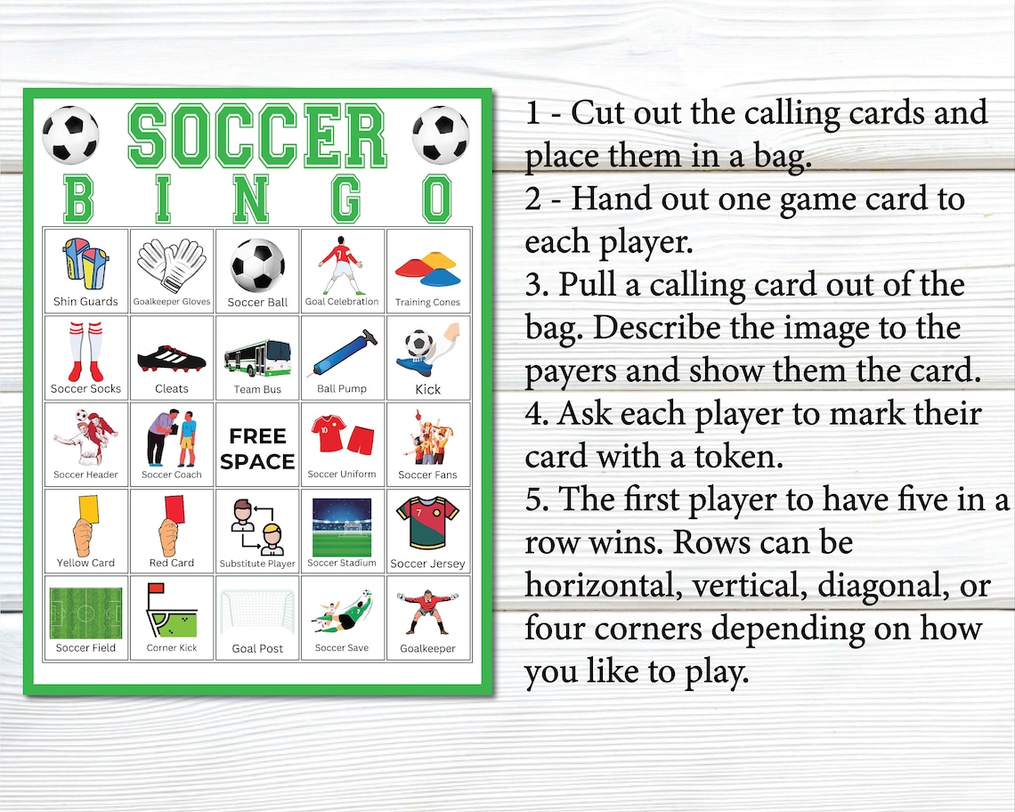 Soccer Bingo, 50 Soccer Bingo Cards, Soccer Game, Soccer Party Game ...