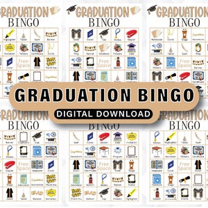 60 Graduation Bingo Cards, Graduation Party Games, Graduation Activity ...