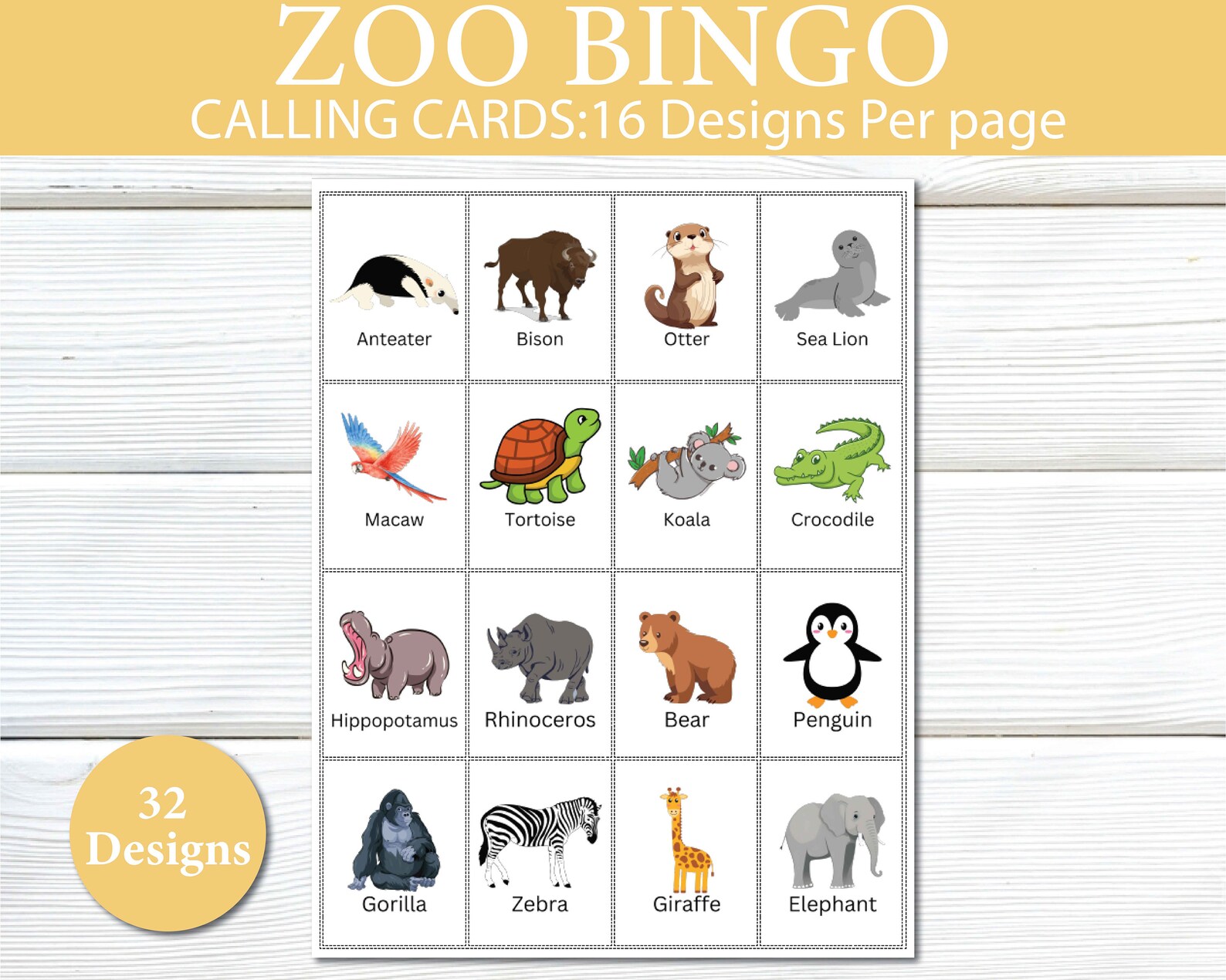 Zoo Bingo, 50 Printable Zoo Bingo Cards, Zoo Birthday Bingo, Animal ...