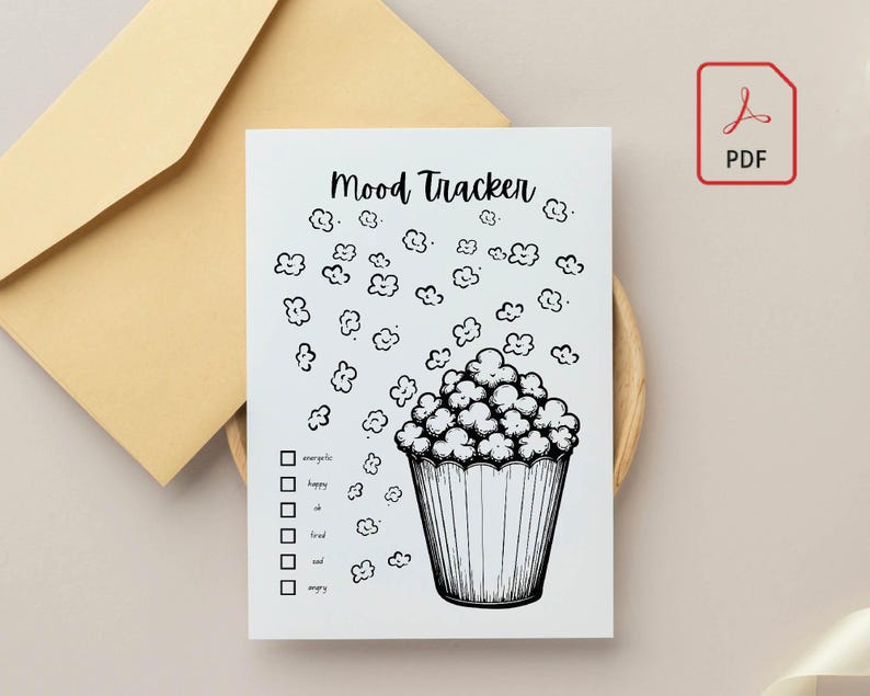 Popcorn Mood Tracker, Habit Tracker, Track Mood, Journal Template ...
