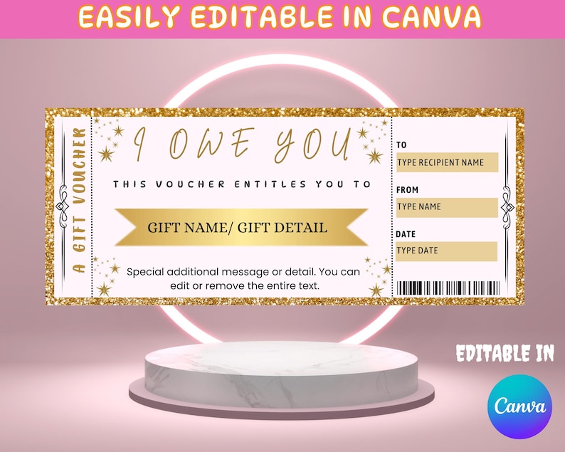 Editable Canva IOU Voucher | Custom Gift Coupon for Any Occasion ...