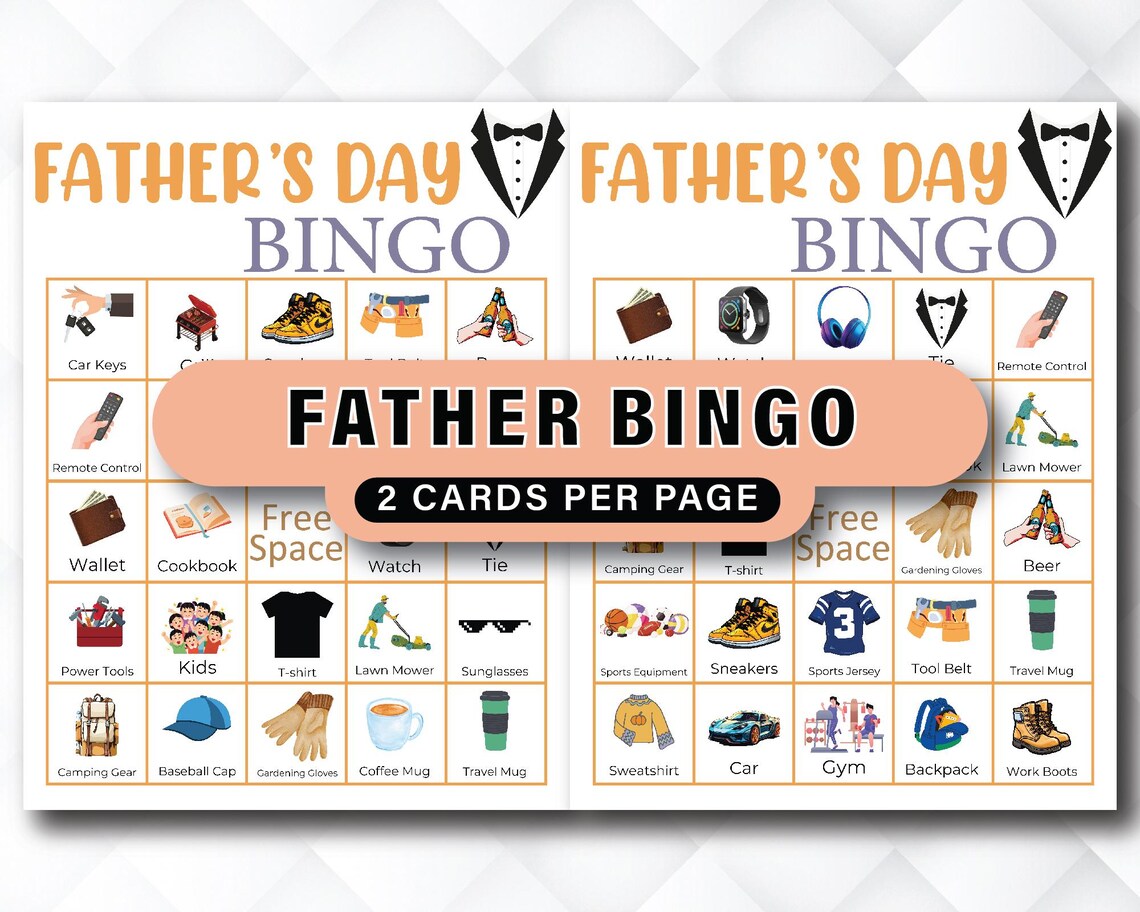60 Happy Father's Day Bingo Cards, Father's Day Activity, Father's Day ...