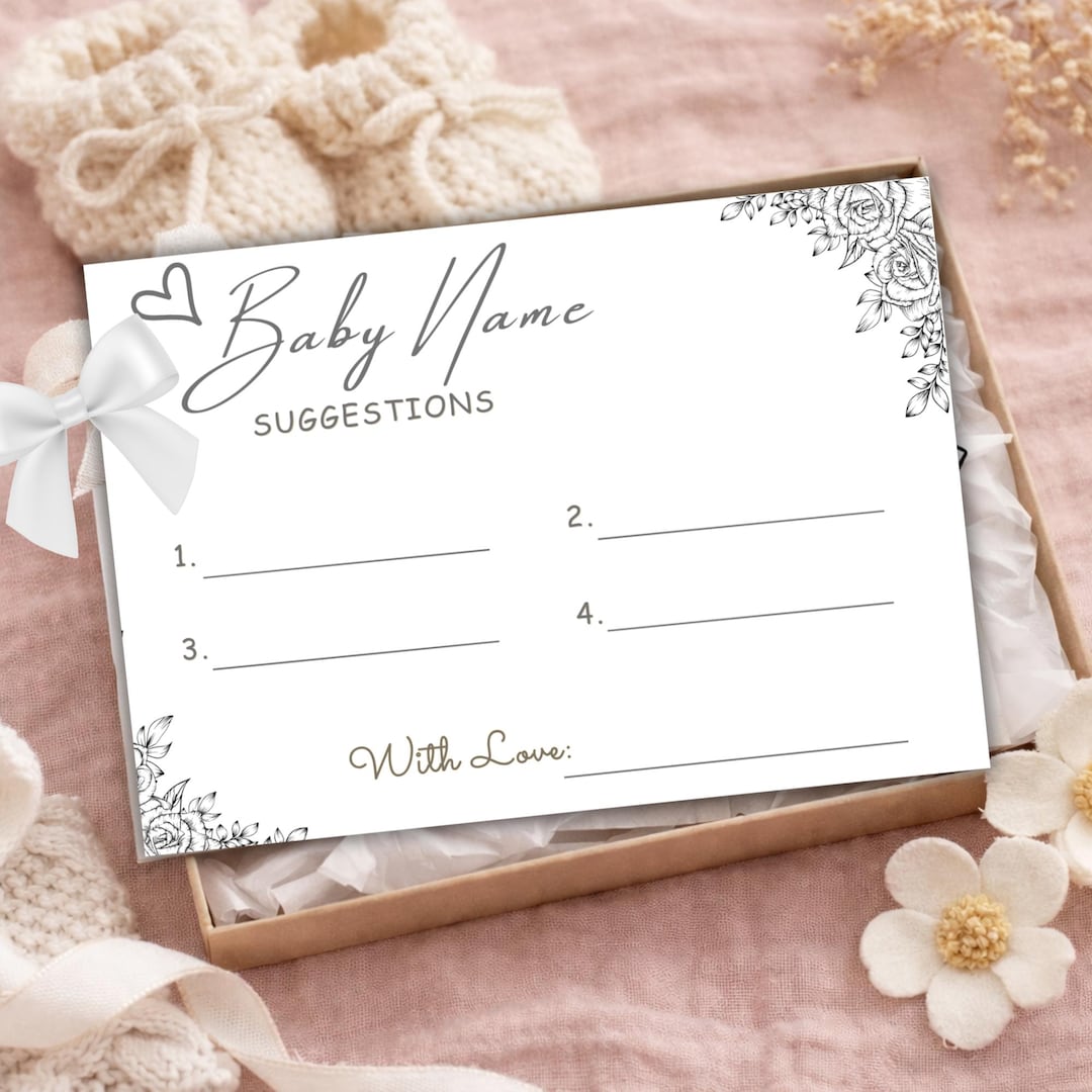 Baby Name Suggestion Cards Printable, Neutral Baby Shower Game ...