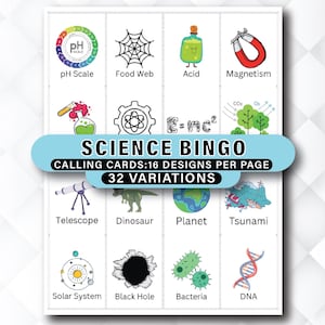 60 Printable Science Bingo Cards, Chemistry Bingo, Atomic Bingo, Mad ...