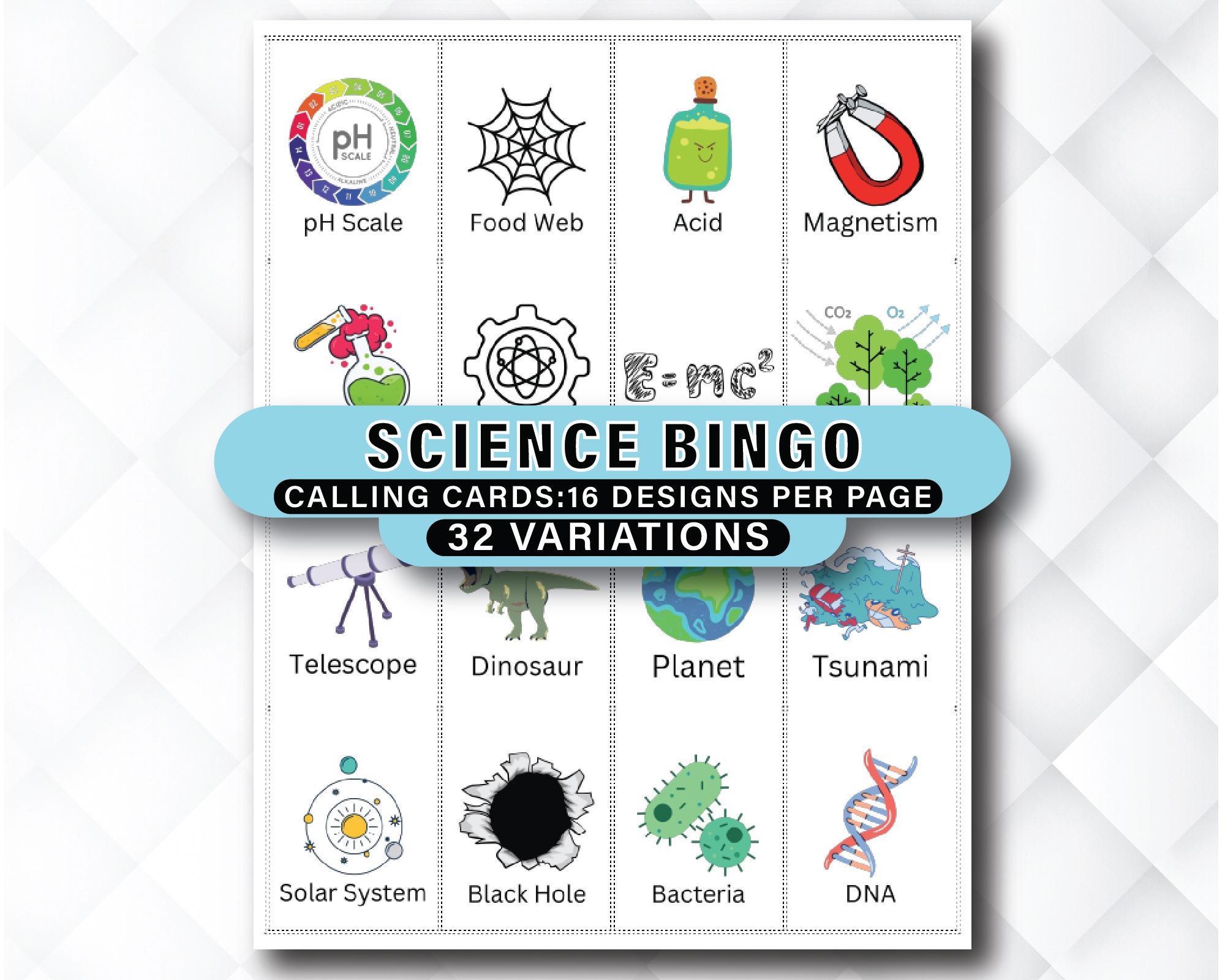 60 Printable Science Bingo Cards, Chemistry Bingo, Atomic Bingo, Mad ...