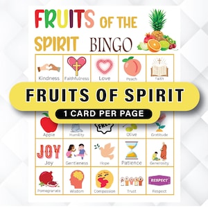 Fruit of the Spirit Bingo, Bible Bingo, Bible Activity for Kids, Bible ...