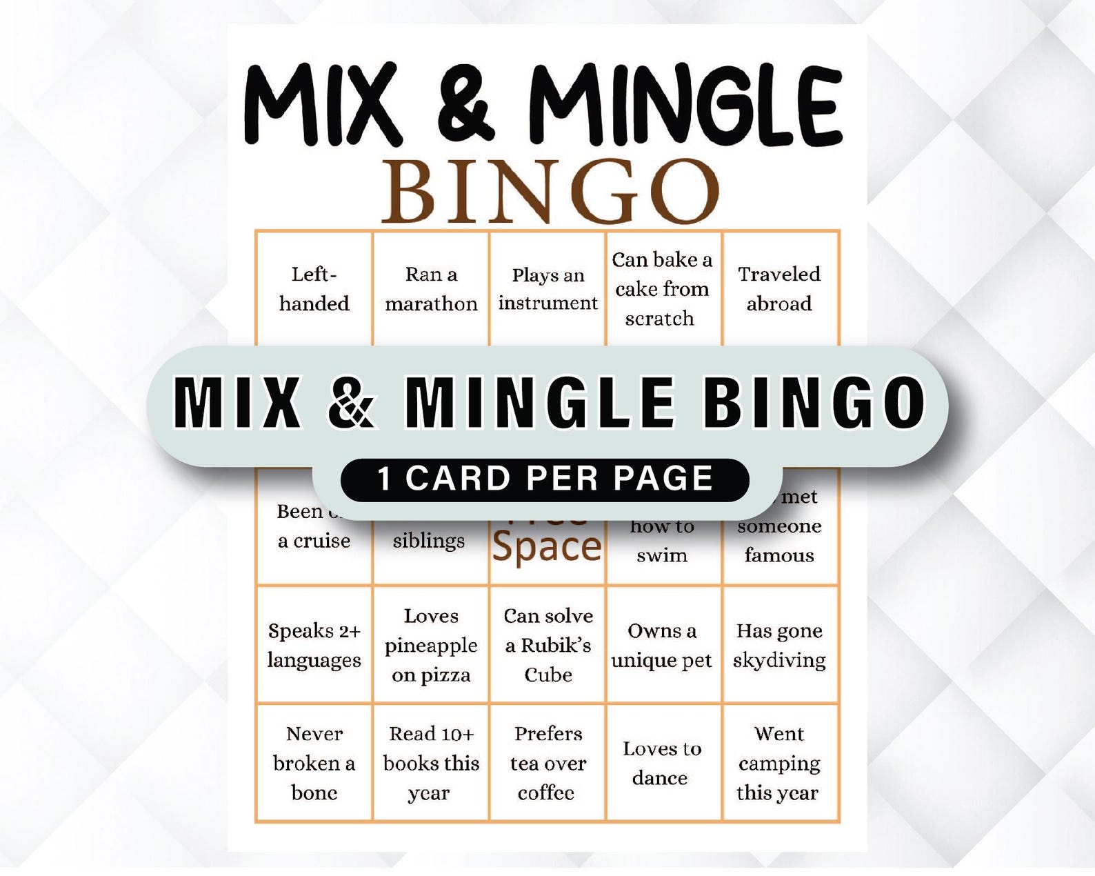 Mix and Mingle Bingo, Get to Know You Questions, Class Reunion Games ...