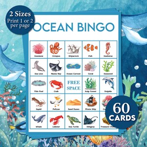 60 Printable Ocean Bingo Cards, Ocean Activity, Ocean Bingo, Under the ...