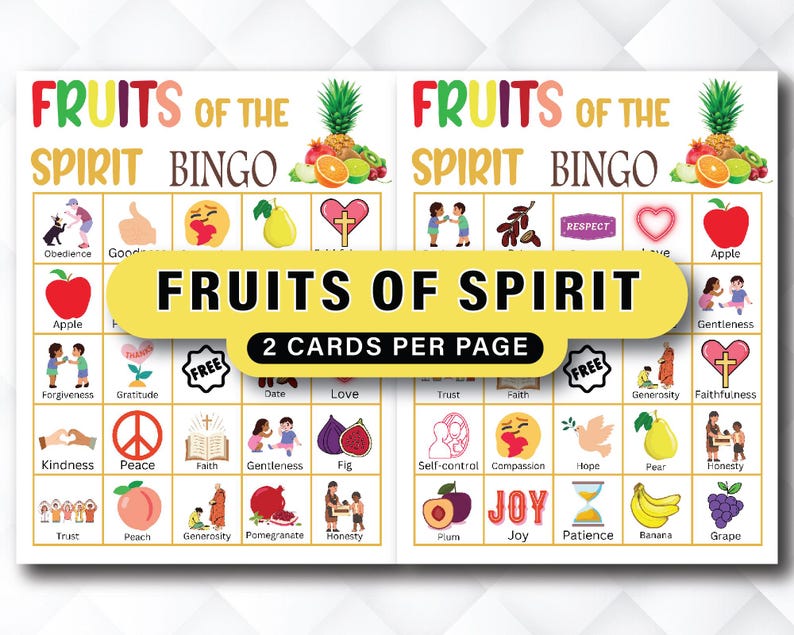 Fruit of the Spirit Bingo, Bible Bingo, Bible Activity for Kids, Bible ...